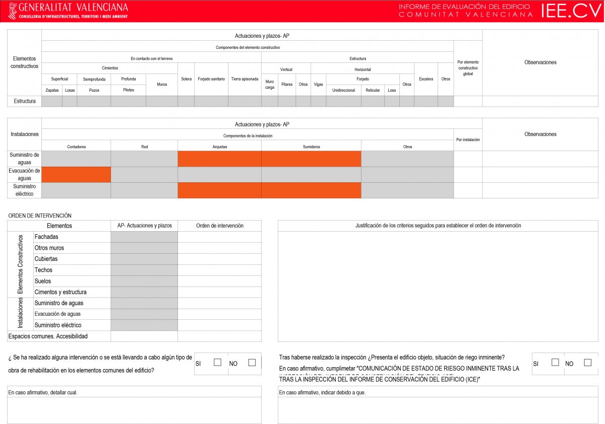 Informe de evaluación del edificio en Valencia